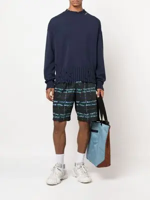 Marni Logo Printed Wide Shorts