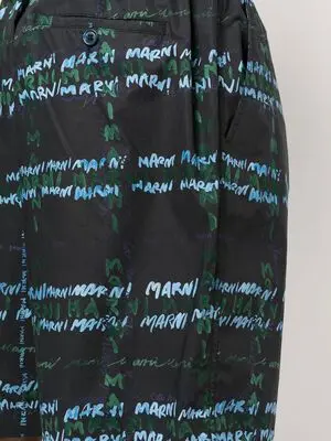 Marni Logo Printed Wide Shorts