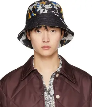 Dries Van Noten Dries Van Noten Black Printed Bucket Hat - 900 Black