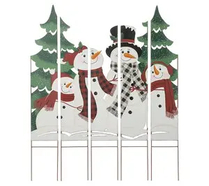 GLITZHOME 41.5'h Metal Snowman Family Combo Yar Stake - One-color