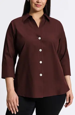 Foxcroft Non-iron Button-up Shirt - Chicory Coffee