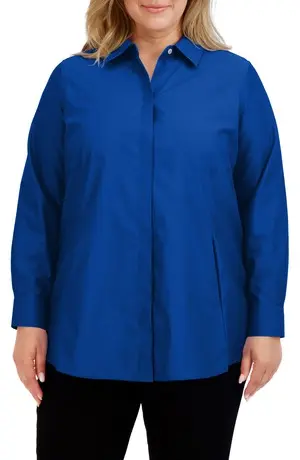 Foxcroft Cici Non-Iron Tunic Blouse Royal Blue