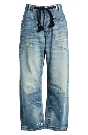 Free People We The Free Moxie Mid-rise Barrel Jeans - Timeless Blue