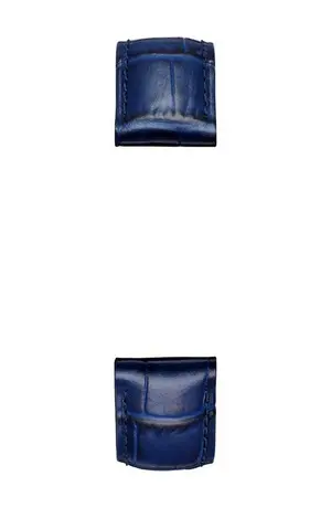 Michele Croc Embossed Leather Watchband - Navy