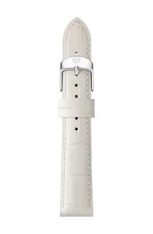 Michele Croc Embossed Leather Watchband - White