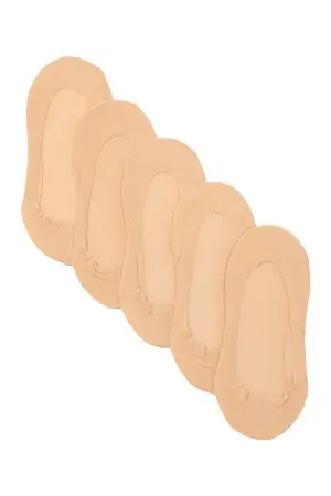 MEMOI Fine Edge Sock Liners Pack Of 5 - Beige