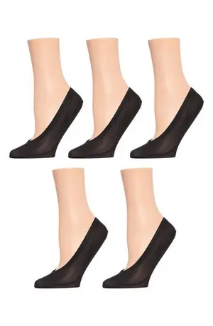 MEMOI MeMoi Fine Edge Sock Liners - Pack Of 5 Black