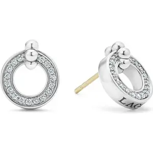 Lagos Caviar Spark Diamond Open Circle Stud Earrings - Diamond/silver