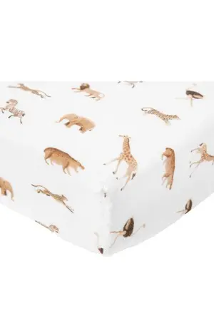 LITTLE UNICORN Organic Cotton Muslin Crib Sheet - Animal Crackers