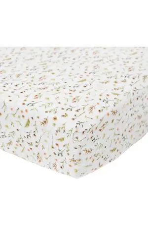 LITTLE UNICORN Organic Cotton Muslin Crib Sheet - Floral Field