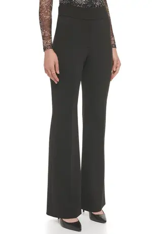Dkny High Waist Wide Leg Linen Pants