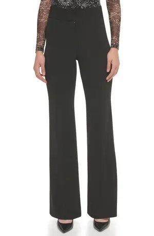 Dkny High Waist Wide Leg Linen Pants - Black