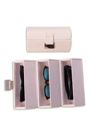 BEY-BERK Leather Sunglass Storage Case - Cream