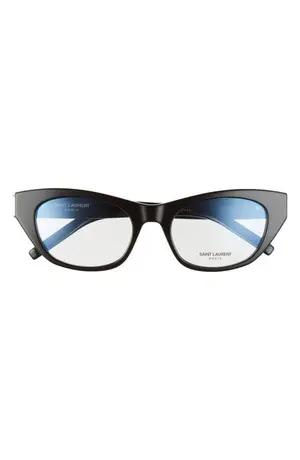 Saint Laurent 52mm Cat Eye Optical Glasses - Black