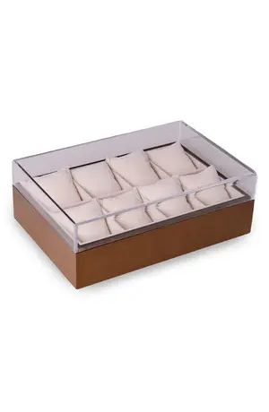 BEY-BERK Bey-Berk Eight-Watch Storage Case Brown