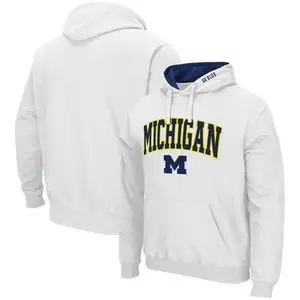 COLOSSEUM Michigan Wolverines Arch & Logo 3.0 Pullover Hoodie - White