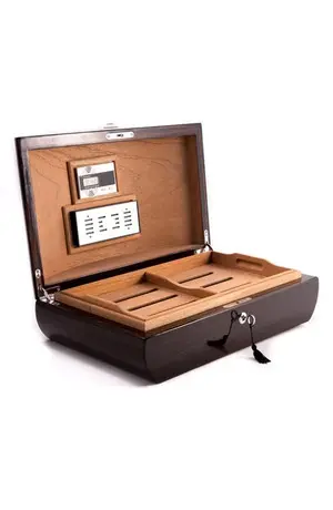 BEY-BERK Davey Cedar Cigar Humidor - Ebony