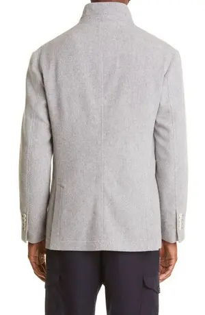 Brunello Cucinelli Patch Pocket Cashmere Jacket - C2148-pearl Grey