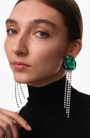 STERLING KING Georgia Crystal Drop Earrings - Emerald