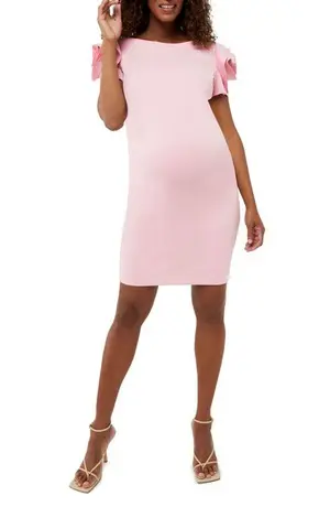 PIETRO BRUNELLI Salisburgo Rose Ruffle Maternity Sheath Dress Pink