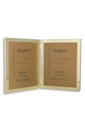 BEY-BERK Double Picture Frame - Gold