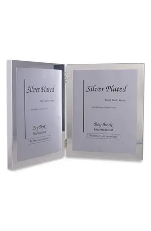 BEY-BERK Double Picture Frame - Silver