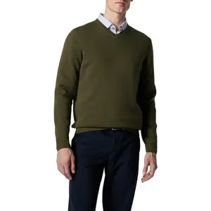 Rodd & Gunn Kelvin Grove Solid Supima® Cotton V-neck Sweater - Olive