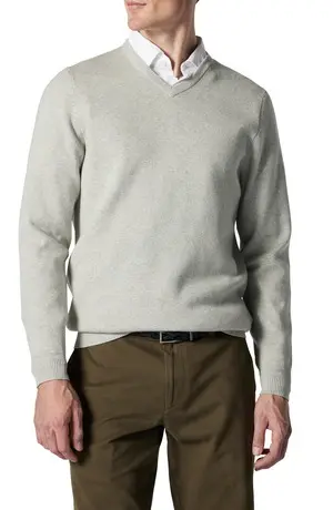 Rodd & Gunn Rodd & Gunn Kelvin Grove Solid Supima® Cotton V-Neck Sweater Pebble