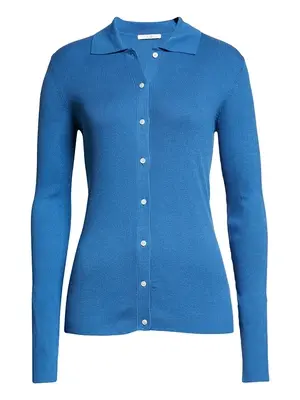 Co Rib Button-up Polo Silk Sweater