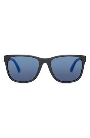 Toms TOMS Austin Polarized Square Sunglasses Matte Black/ Zeiss Blue Polar