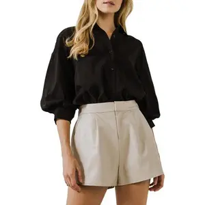 English Factory Balloon Sleeve Button-up Shirt - Black