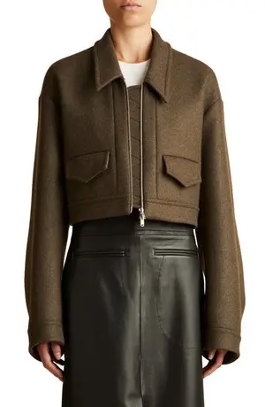 Khaite Combly Double Face Virgin Wool Blend Crop Jacket