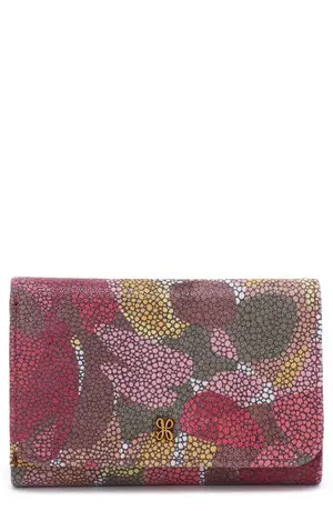 Hobo Jill Leather Trifold Wallet Abstract Foliage