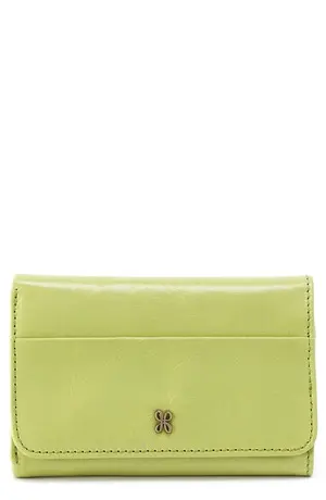 Hobo Jill Leather Trifold Wallet - Celery
