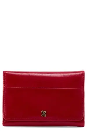 Hobo Jill Leather Trifold Wallet Crimson