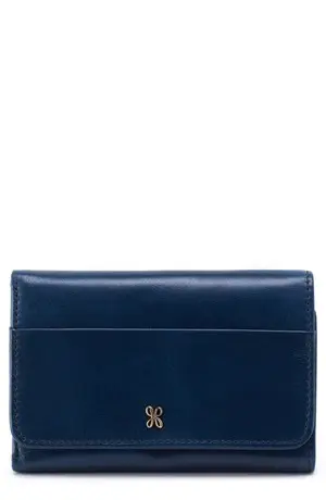 Hobo Jill Leather Trifold Wallet Denim