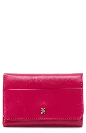 Hobo Jill Leather Trifold Wallet Fuchsia