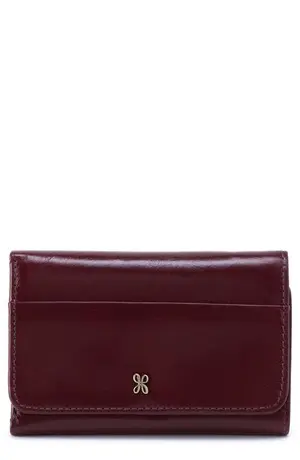 Hobo Jill Leather Trifold Wallet Merlot