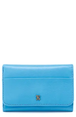 Hobo Jill Leather Trifold Wallet Tranquil Blue