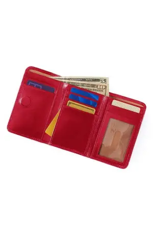 Hobo Jill Leather Trifold Wallet - True Red