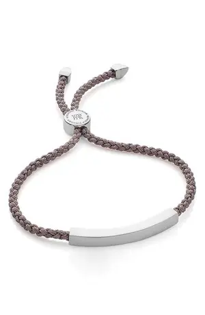 Monica Vinader Monica Vinader Linear Engravable Friendship Bracelet Silver/black