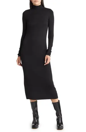 Rag & Bone Mock Neck Long Sleeve Sweater Dress - Black