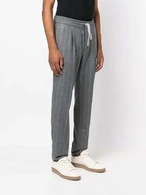 Brunello Cucinelli Stripe-pattern Straight Trousers - Grey