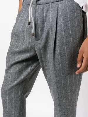 Brunello Cucinelli Stripe-pattern Straight Trousers - Grey