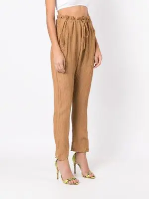 AMIR SLAMA Crinkle-effect Trousers - Brown