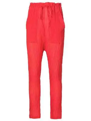 AMIR SLAMA Crinkle-effect Silk Trousers - Red