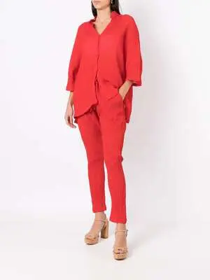 AMIR SLAMA Crinkle-effect Silk Trousers - Red