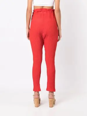 AMIR SLAMA Crinkle-effect Silk Trousers - Red