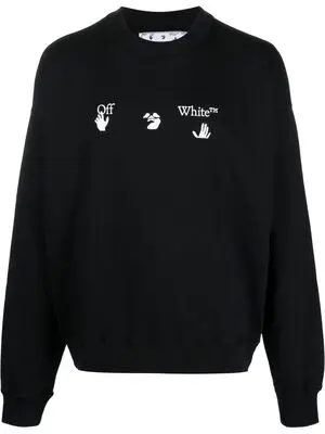 Off-White Cotton Sweatshirt With Swimming Logo