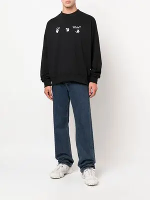 Off-White Cotton Sweatshirt With Swimming Logo